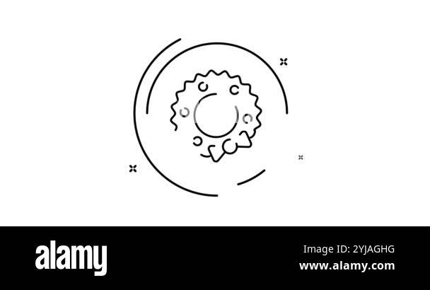 Christmas wreath 2d animated outline icon. Christmas wreath rotation ...