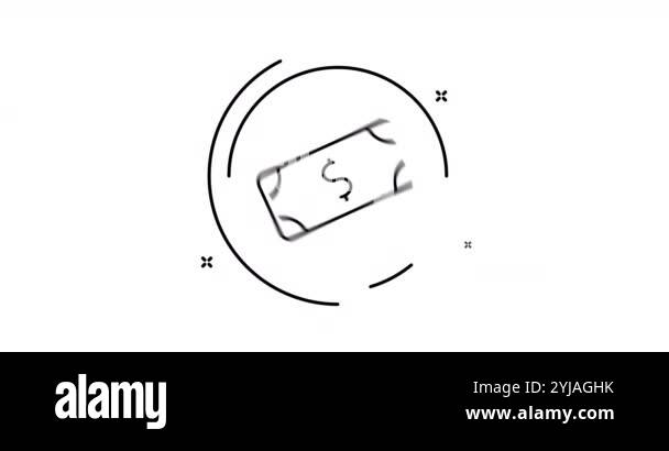 Dollar animated outline icon with alpha channel. Dollar banknote ...