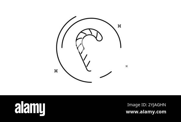 Candy cane 2d animated outline icon. Candy cane rotation appearance 4k ...