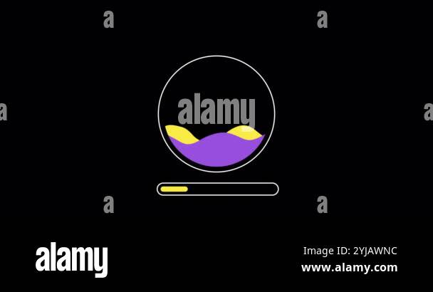 Modern filling Circle Loading loop animation on the black background. 4K resolution video of ...