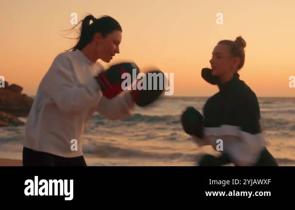 Sporty female fighter practicing boxing Stock Videos & Footage - HD and ...