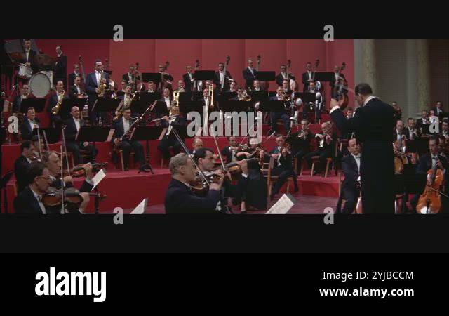 LOS ANGELES - 1954 - Johnny Green conducts the MGM Symphony Orchestra ...