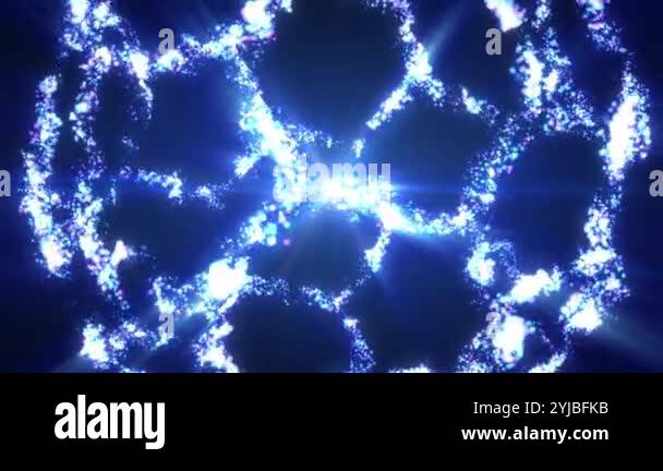 Abstract animated background of magical colored glowing dust particles ...
