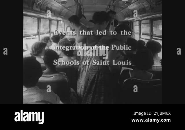 MISSOURI - 1955 - Students ride in a school bus for their integrated ...