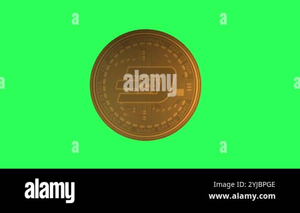 Logo Dash coin Cryptocurrency Popup Rotate Animated on Green Screen ...