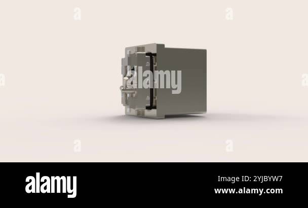 4K 360 3d rendering video of a bank safe with a combination lock and ...