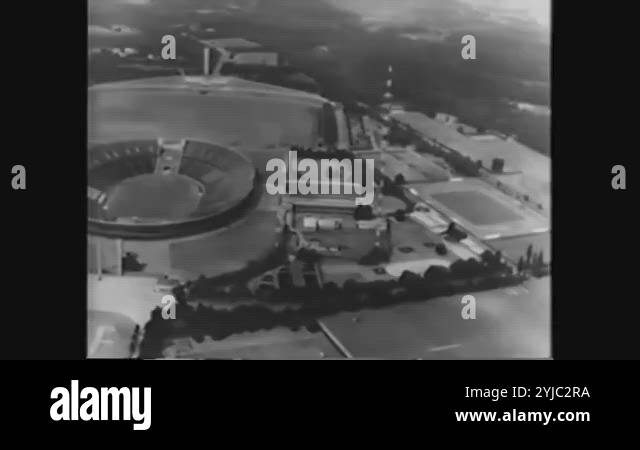 BERLIN - 1966 - Excellent aerial view of the Olympic Stadium in Berlin ...