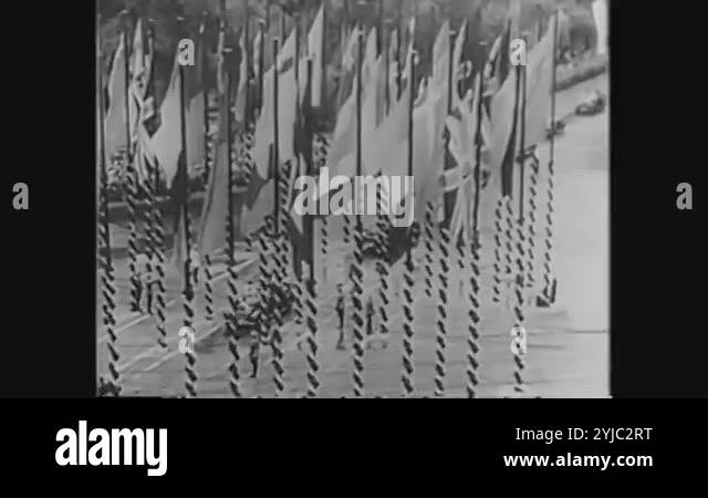 BERLIN - 1936 - Adolf Hitler arrives at the Olympic Stadium where he is ...