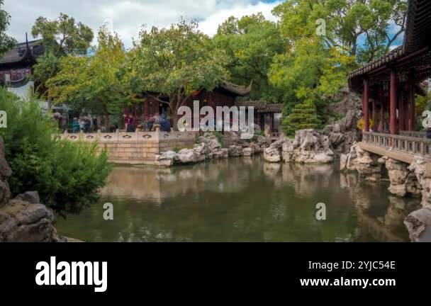 Yu Garden in Shanghai features traditional pavilions, lush greenery ...