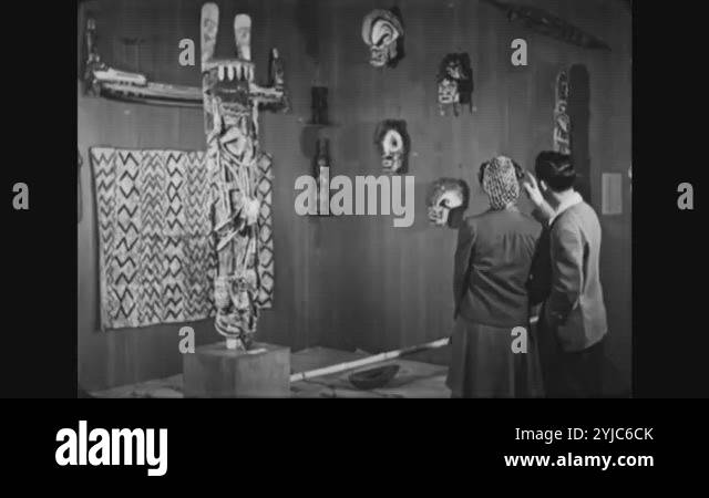 US - 1942 - in this documentary, artifacts in a museum are shown, such ...