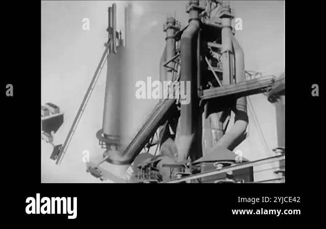 1943 - An animation shows the internal workings of a blast furnace in a ...