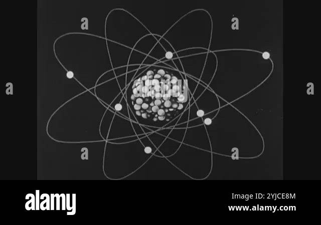 1950s - Protons and neutrons are shown in the nucleus of an atom and an ...