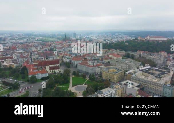 Aerial views of Brno showcase the citys stunning skyline, highlighting ...