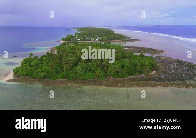 MARSHALL ISLANDS - 3.18.2024 - Great aerial view raising above the ...