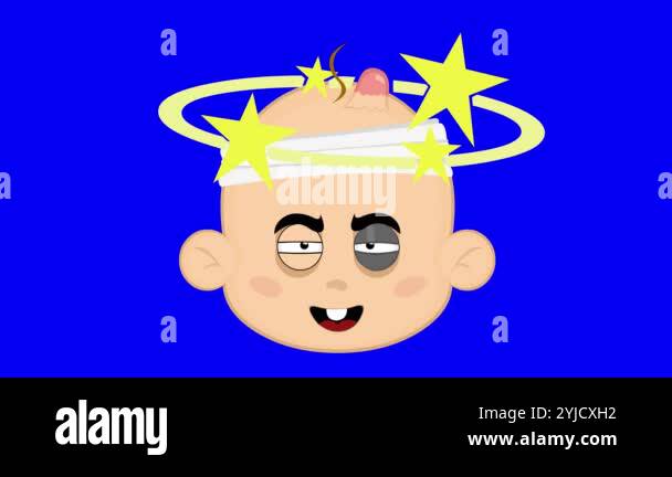 video animation emoticon face character baby cartoon, injury, a black ...