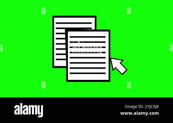 video drawing animation cursor computer mouse clicking copy files button, sketch drawn in black ...