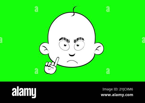 video drawing animation emoticon face character baby cartoon, saying no ...