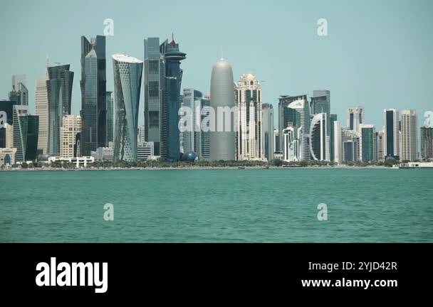 Financial centre in Doha city, Qatar. View on skyscrapers in Doha ...