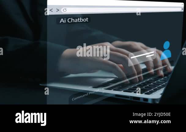 Human interact with AI artificial intelligence virtual assistant chatbot in concept of AI ...