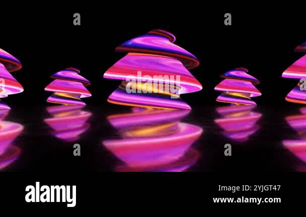 Abstract morphing fluid neon glowing blob pulsating in space. Liquid shape 3D animation in 4K ...
