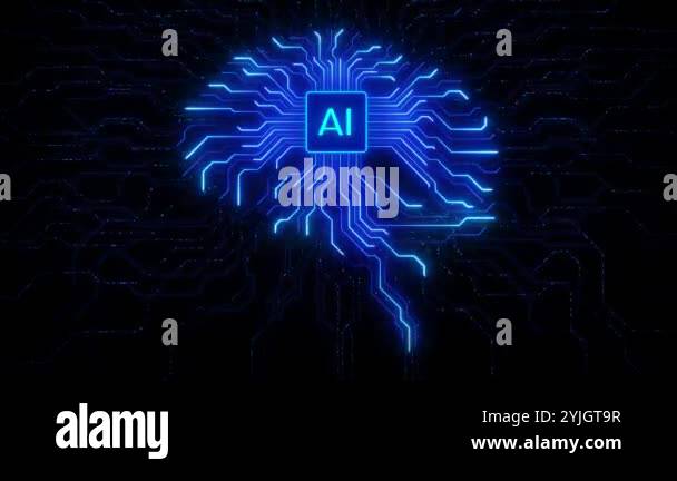Digital Data moving on Circuit Board and CPU loop backgrounds. Computer Processing and ...