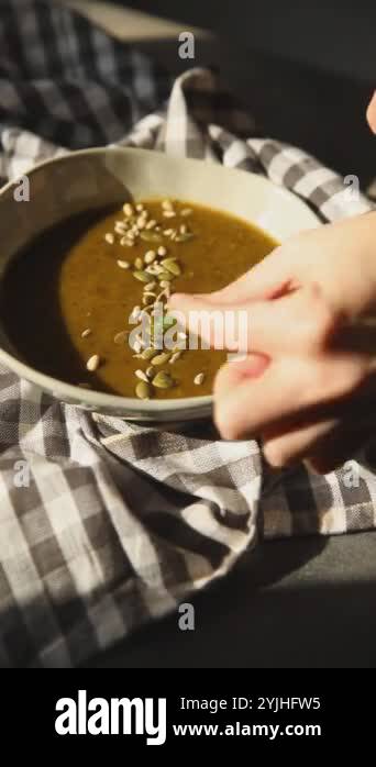 Spinach cream soup fresh vegetable first course tasty food dish ...