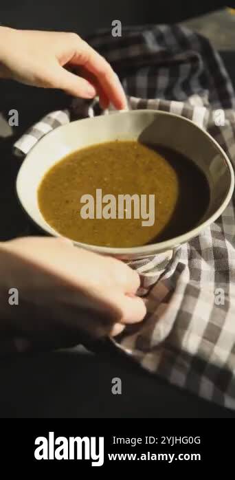 Spinach cream soup fresh vegetable first course tasty food dish ...