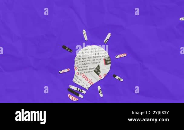 Lightbulb paper collage cutout stop motion animated video, symbol of ...