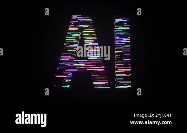 AI technology conception, animation of 3D AI letters shape with dynamic ...