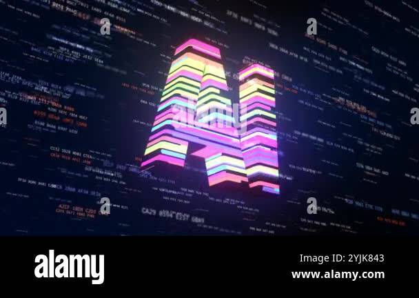 AI technology conception, animation of 3D AI letters shape with dynamic ...