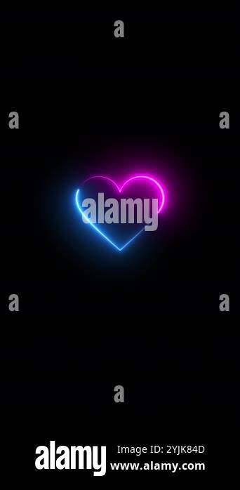 neon heart suit or symbol of playing card, 4K vertical animated ...