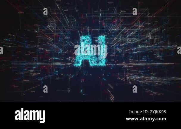 AI letters animation of glowing symbols in virtual digital world, 4k ...