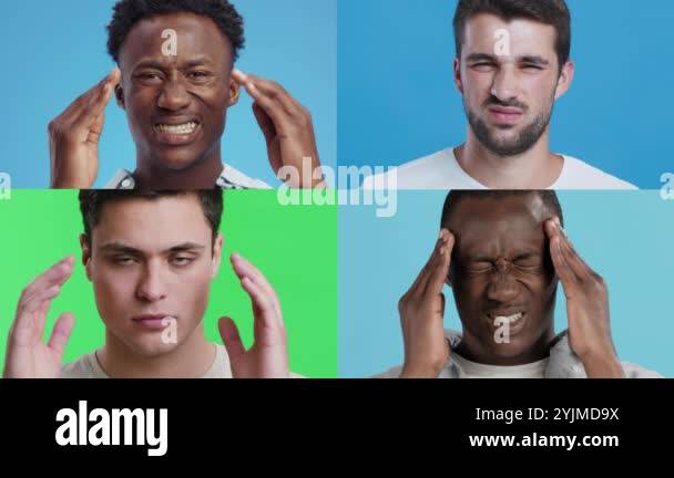 Four individuals convey various states of frustration and stress ...