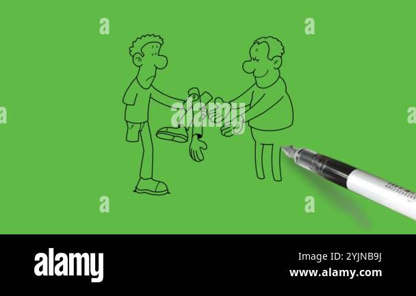 draw lame young man stand on left leg and give his artificial right arm ...