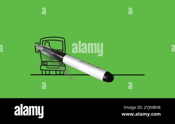 draw traffic control young man sit in cabin do up and down barrier for ...