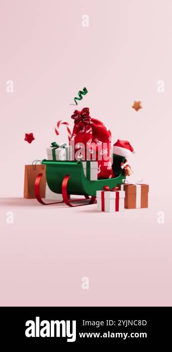 Christmas looping video for social media post or reel with Santa sled ...