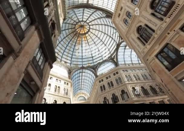 Majestic metal structure with glass windows of galleria umberto I in ...