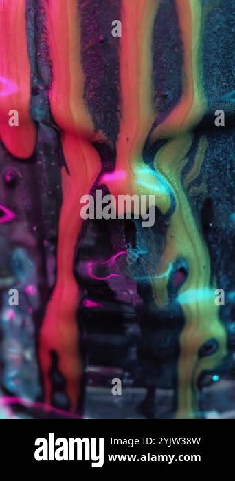 Vertical video. Ink skull. Neon skeleton. Doom horror. Defocused ...