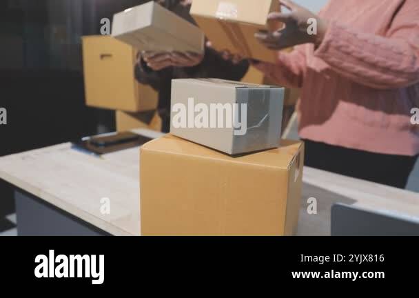 Woman cardboard parcel box Stock Videos & Footage - HD and 4K Video ...