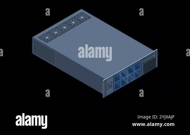 Isometric server animation. Server racks. Server boxes isolated ...