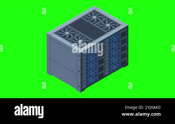 Isometric server animation. Server racks. Server boxes isolated ...