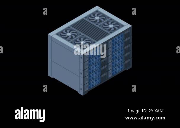 Isometric server animation. Server racks. Server boxes isolated ...