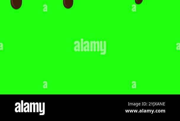 Melted chocolate dripping animation. Dessert background with melted ...