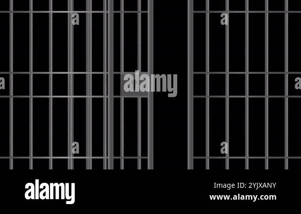Opening jail door animation. Closed jail bars. Prison metal bars ...