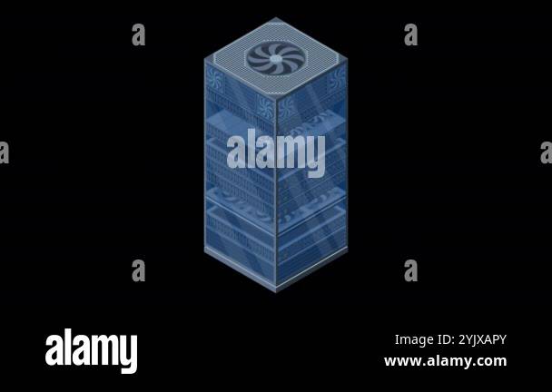 Isometric server animation. Server racks. Server boxes isolated ...