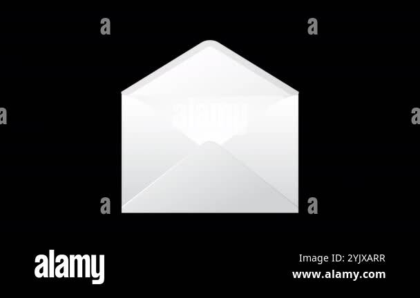 Animation of the opening envelope with white paper. Email message icon ...