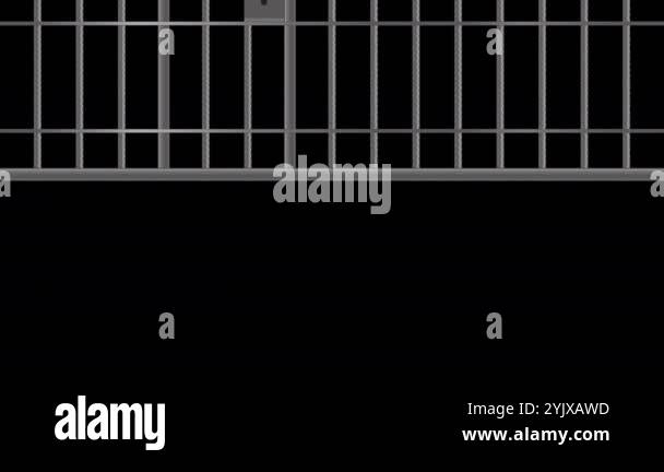Opening jail door animation. Closed jail bars. Prison metal bars ...
