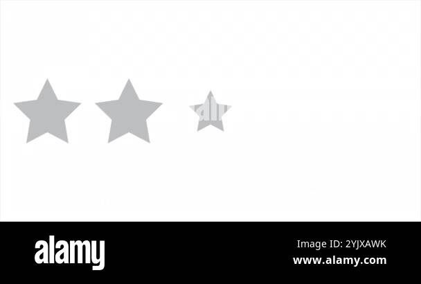 Two star rating animation. Yellow two stars review or rating concept ...