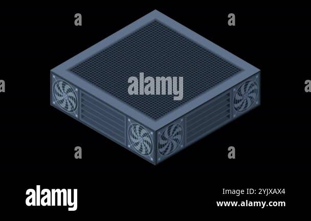 Isometric server animation. Server racks. Server boxes isolated ...