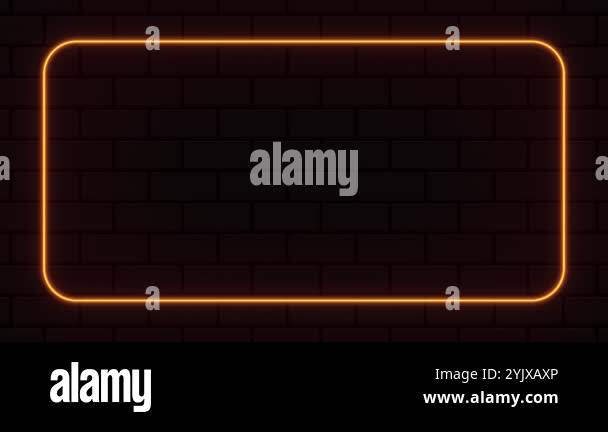 Red neon rectangle frame animation. Flickering neon border frame ...